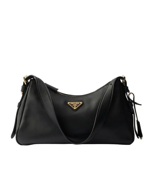 Prada Aimee Medium Leather Shoulder Bag - Black