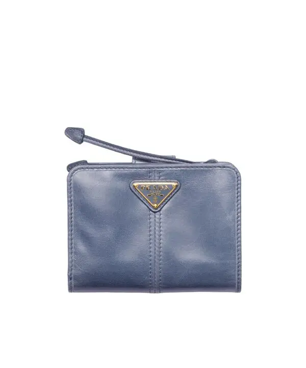 Prada Small Leather Wallet - Aviation Blue