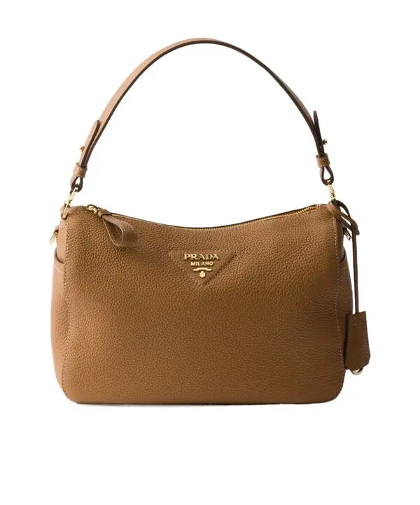 Prada Medium Leather Shoulder Bag - Caramel