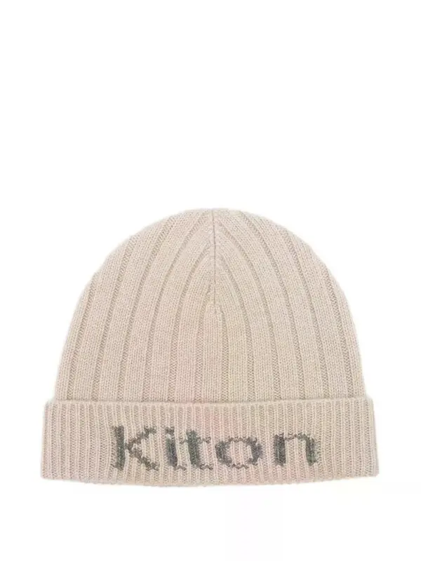 Kiton Logo-intarsia Ribbed Beanie Hat - Neutrals