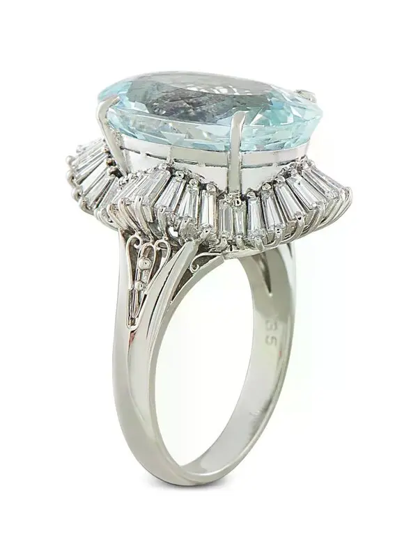 LB EXCLUSIVE Embellished Oval Aquamarine Ring