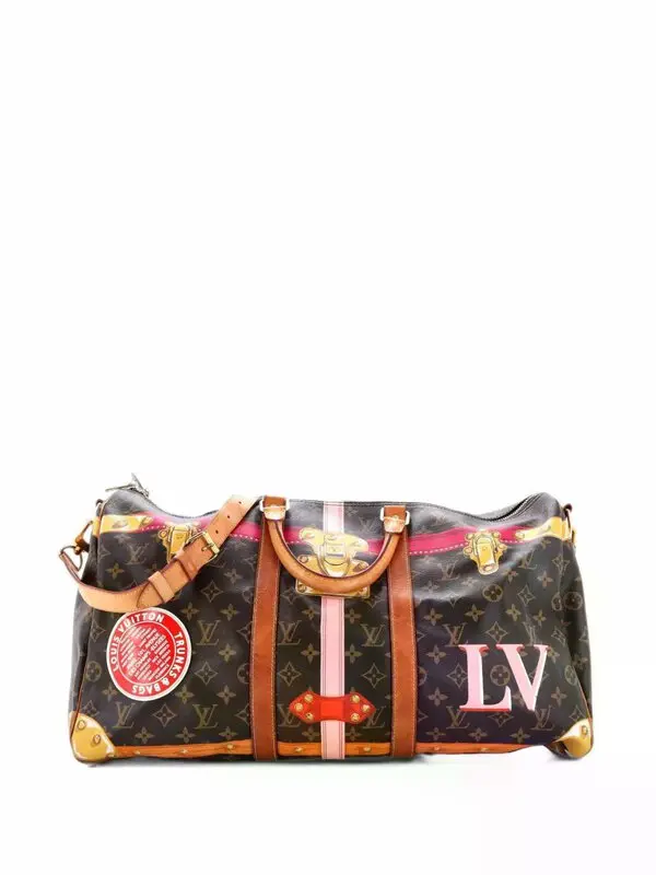 LOUIS VUITTON Keepall Bandouliere Bag Limited Edition Summer Trunks Monogram Canvas 50 Travel Bag - Brown