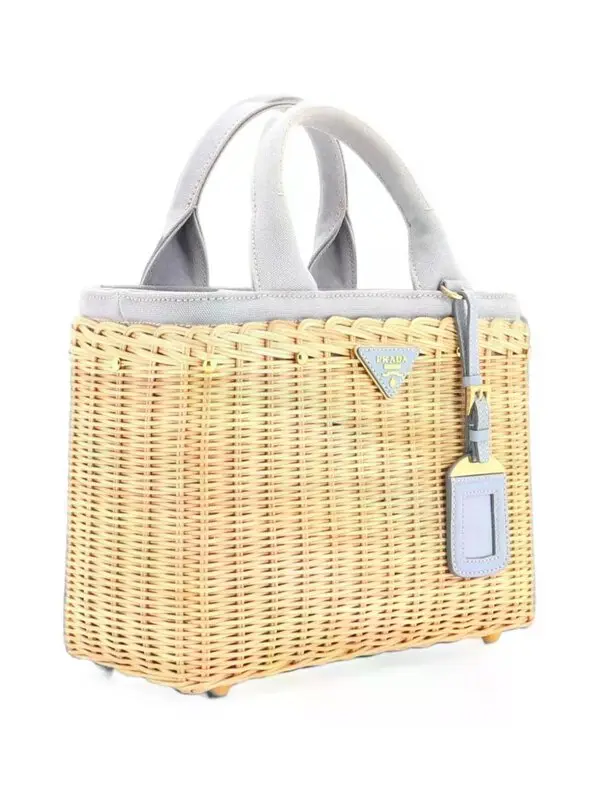 Prada Basket Bag Wicker With Canapa Small Satchel