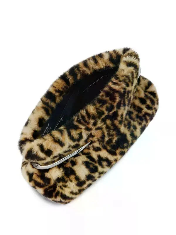 Givenchy Pinch Soft Clutch In Leopard Shearling-effect
