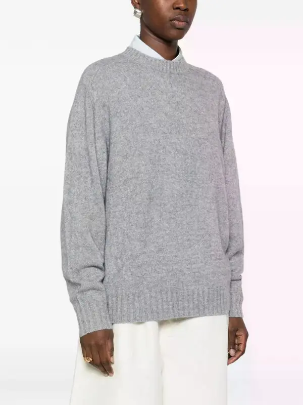 Carven Crew-neck Ribbed-trim Sweater - Grey