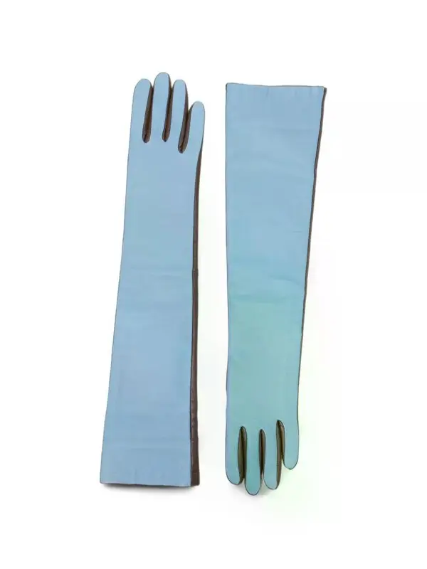 THE FRANKIE SHOP Veneto Bicolor Long Leather Gloves - Blue