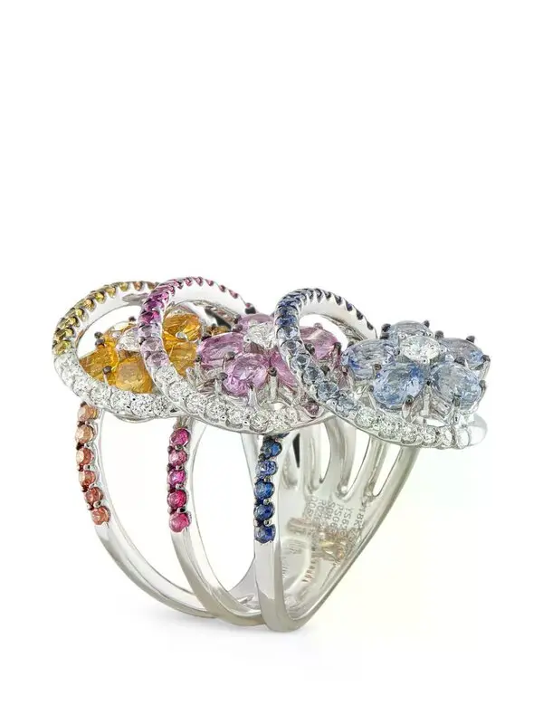 LB EXCLUSIVE Multicolour Sapphire And Diamond Ring - Silver