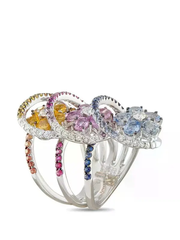 LB EXCLUSIVE Multicolour Sapphire And Diamond Ring - Silver