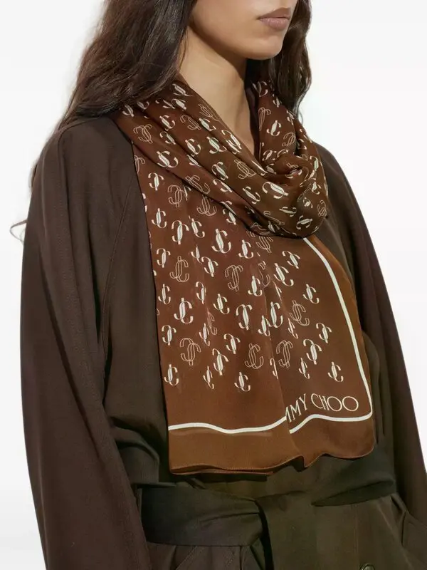 JIMMY CHOO Jc Monogram Silk Scarf