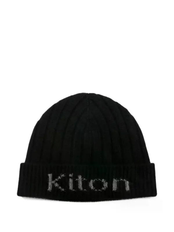 Kiton Logo-knit Ribbed Beanie Hat
