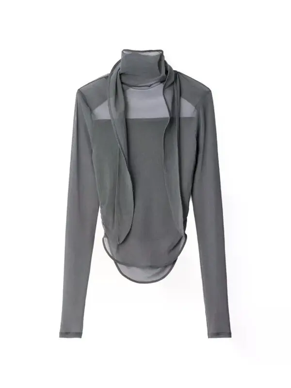 LEMAIRE Ballerina Foulard Top In Mesh Jersey - Grey