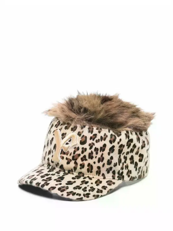 PDF Leopard-print Faux-fur Baseball Cap - Neutrals