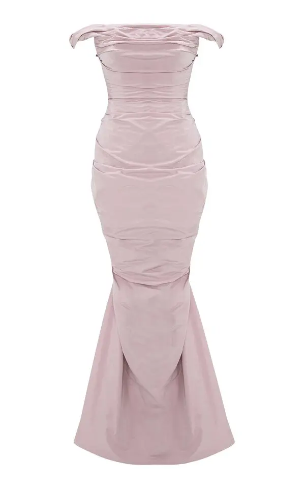 MARMAR HALIM Off-shoulder Draped Taffeta Gown - Pink