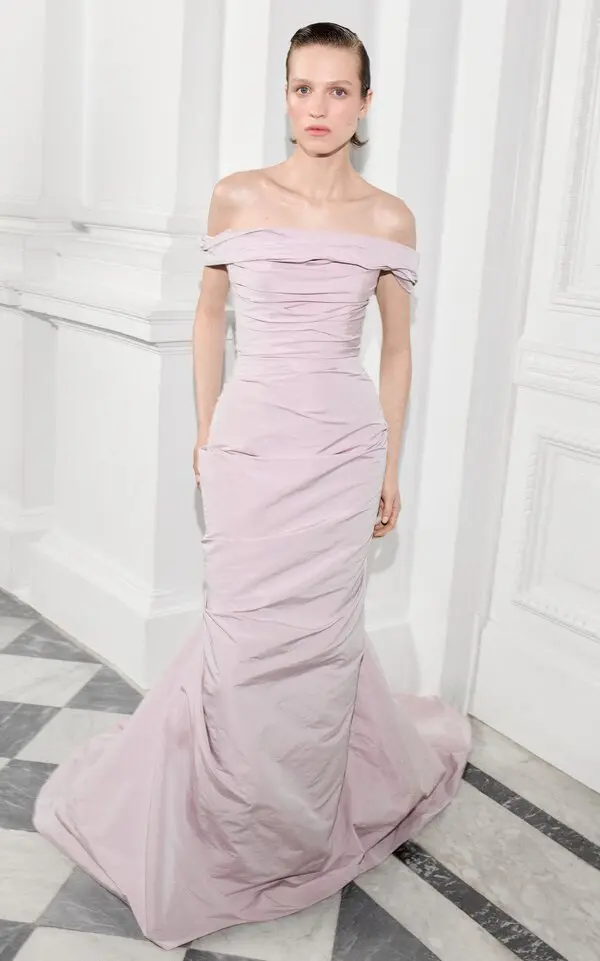 MARMAR HALIM Off-shoulder Draped Taffeta Gown