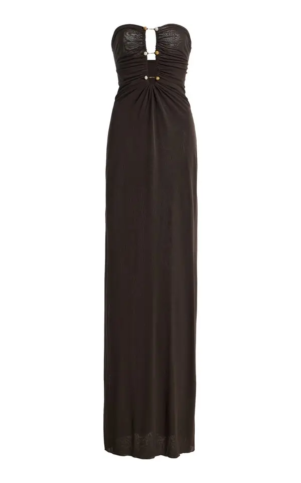 MORE NOIR Alina Cutout Jersey Maxi Dress - Brown