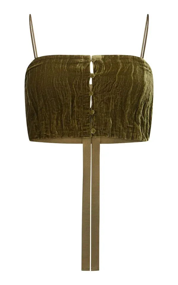 HARRIS TAPPER Exclusive Cotton-silk Crop Crushed Velvet Top