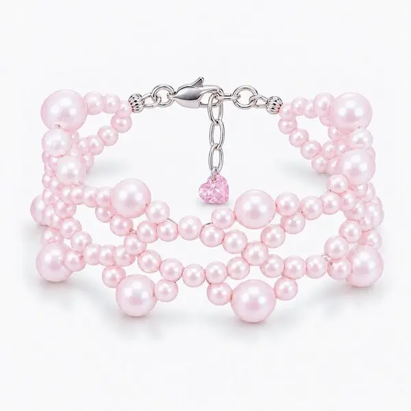 NINEMOO Ballet Rosé Arabesque Pearl Bracelet - Pink/silver