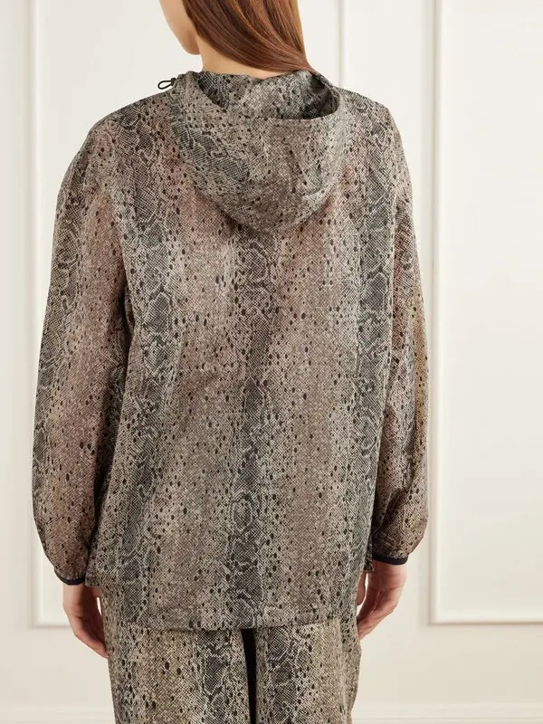 On Zendaya Hooded Snake-print Shell Half-zip Jacket
