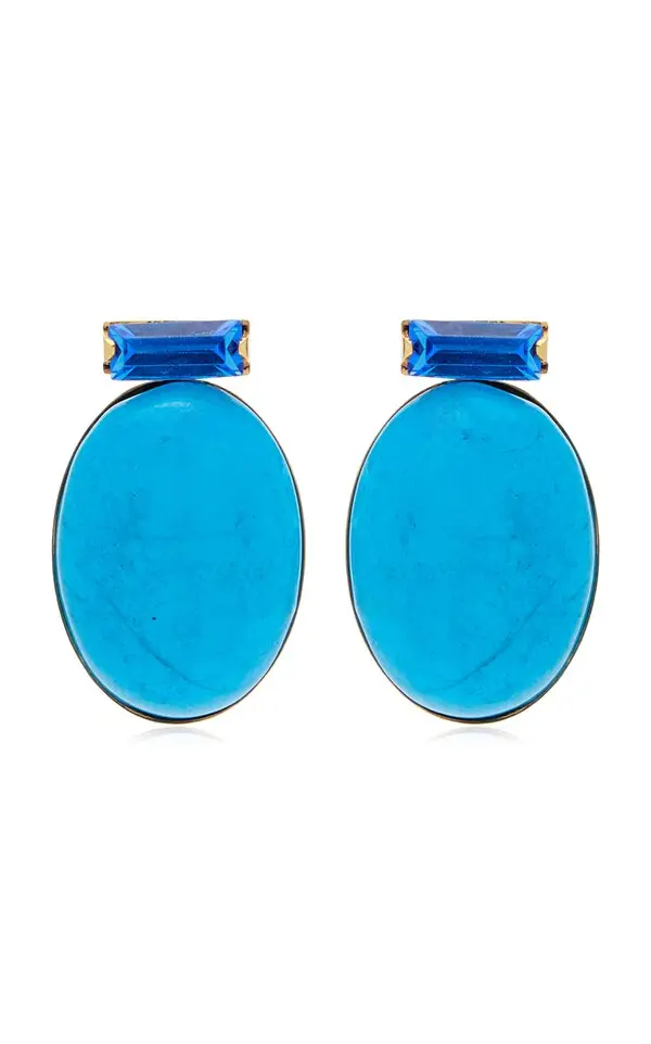 JENNIFER BEHR Arden 18k Gold-plated Turquose And Crystal Earrings - Blue