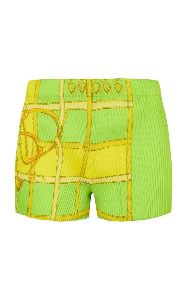 CONNER IVES Pleated Scarf Twill Mini Shorts - Yellow