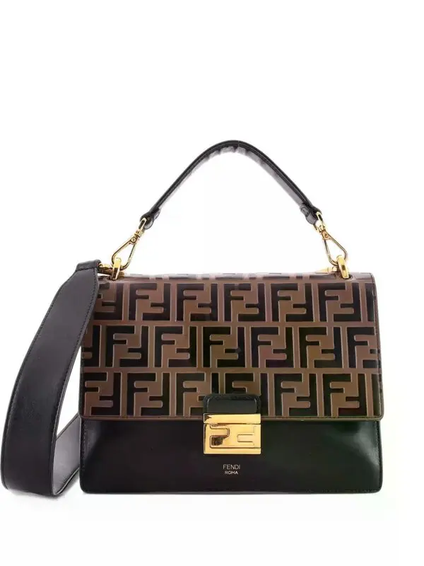 Fendi Kan U Zucca Embossed Leather Medium Shoulder Bag