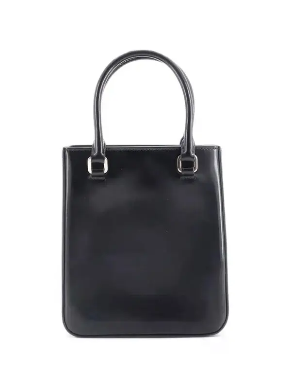 Prada Convertible Tote Brushed Leather Small Crossbody Bag - Black