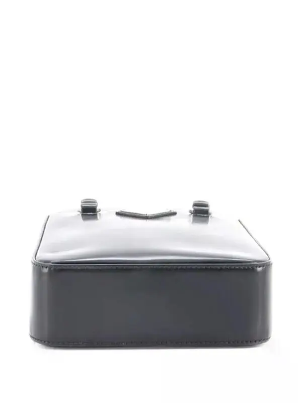 Prada Convertible Tote Brushed Leather Small Crossbody Bag - Black