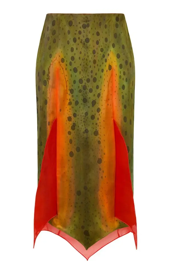 CONNER IVES Rainbow Handpainted Silk Midi Skirt - Multi