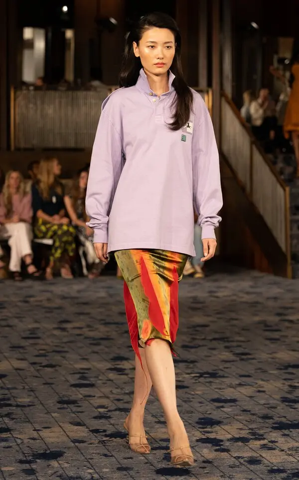 CONNER IVES Rainbow Handpainted Silk Midi Skirt