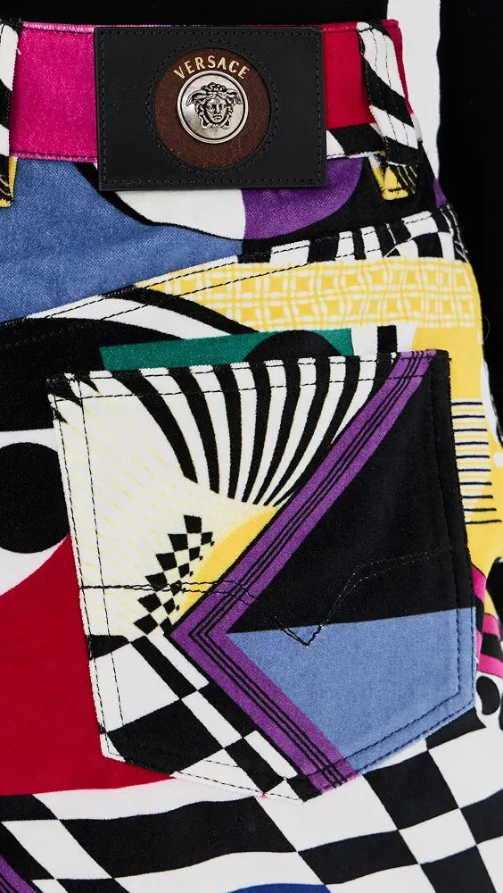 Versace Teatro Printed Velvet Denim Skirt