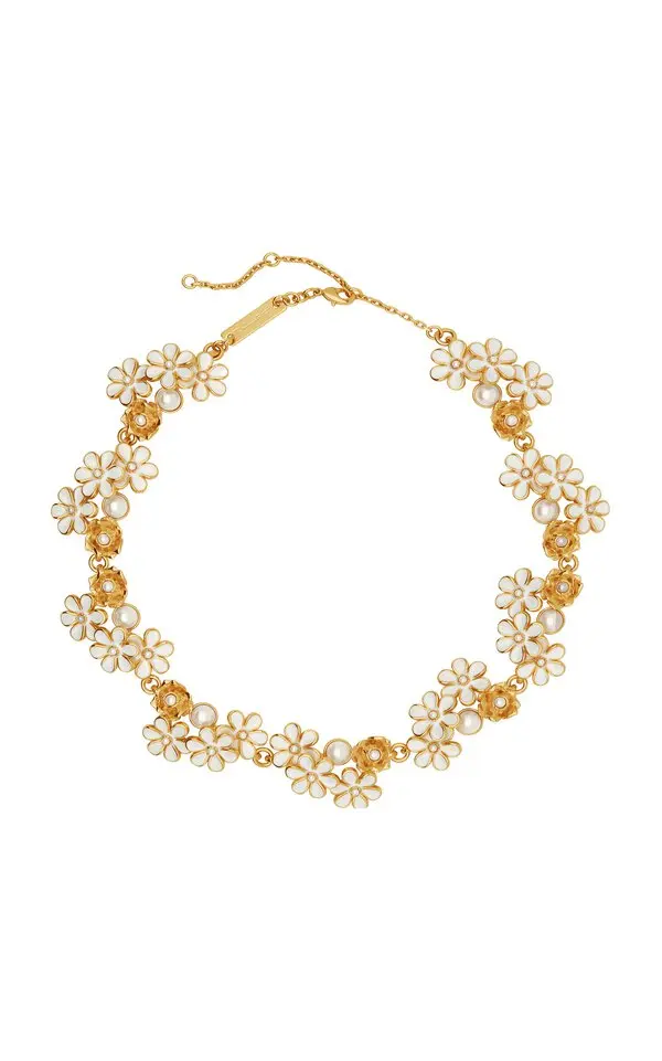 Oscar De La Renta Pearl Flower Collar Necklace