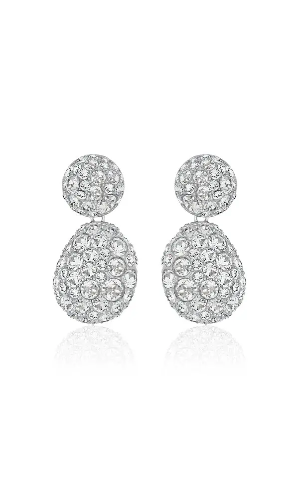 Oscar De La Renta Pave Drop Earrings - Silver