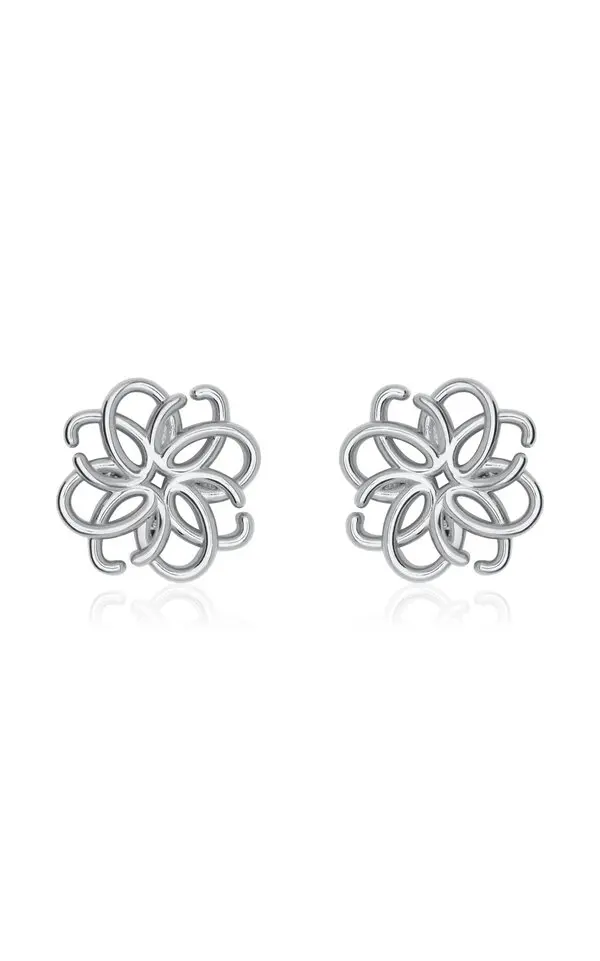 Oscar De La Renta O Flower Small Stud Earrings - Silver
