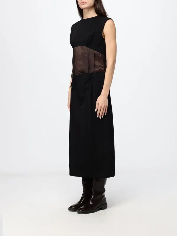 Marni Sleeveless Virgin Wool Midi Sheath Dress With Crew Neck