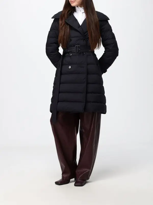 Burberry Slim-fit Double-breasted Quilted Nylon Down Coat With Hood And Belt