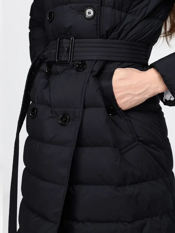 Burberry Slim-fit Double-breasted Quilted Nylon Down Coat With Hood And Belt