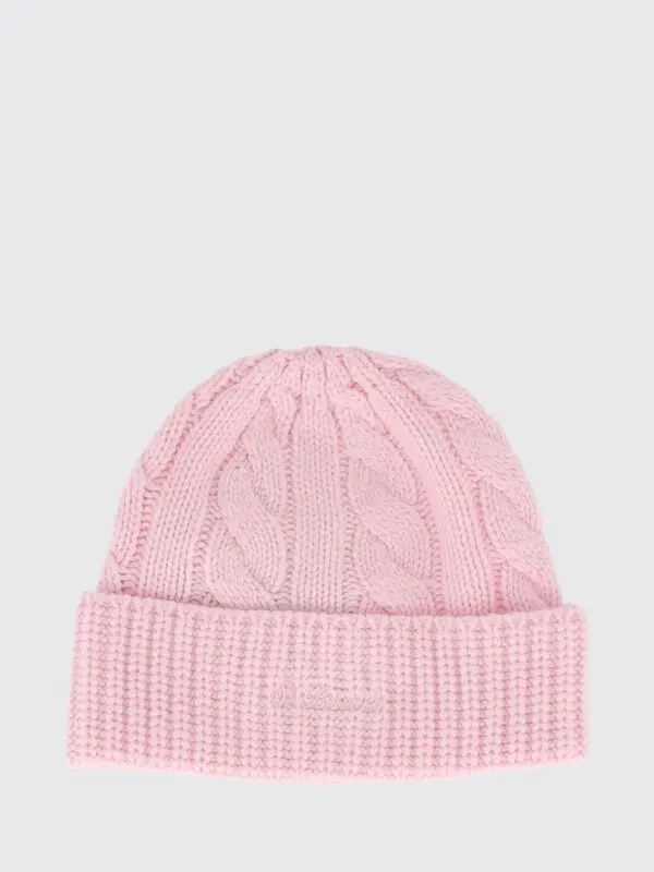 MC2 SAINT BARTH Ribbed Pure Wool Cuffed Beanie With Embroidered Logo - Pink