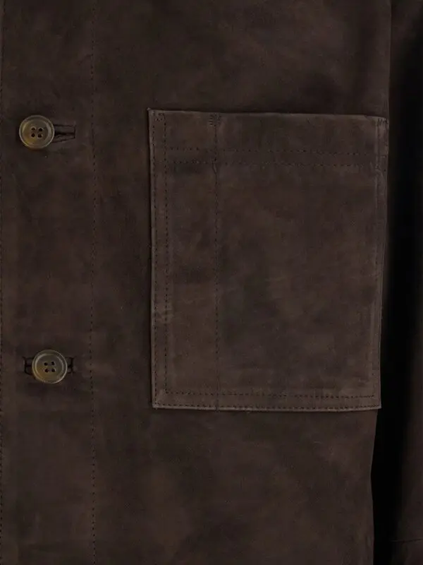 SEBAGO Suede Leather Shirt Jacket With Classic Collar