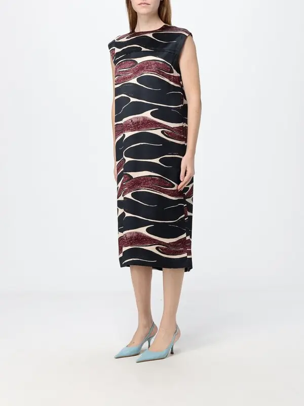 Marni Sleeveless Viscose Midi Sheath Dress With Abstract Print And Slim Fit