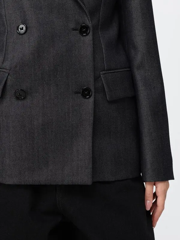 Balenciaga Double-breasted Denim-effect Wool Twill Blazer With Peak Lapels