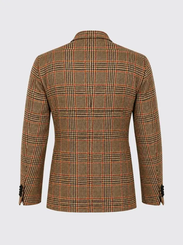 Tagliatore Houndstooth Wool-blend Double-breasted Blazer With Peak Lapels