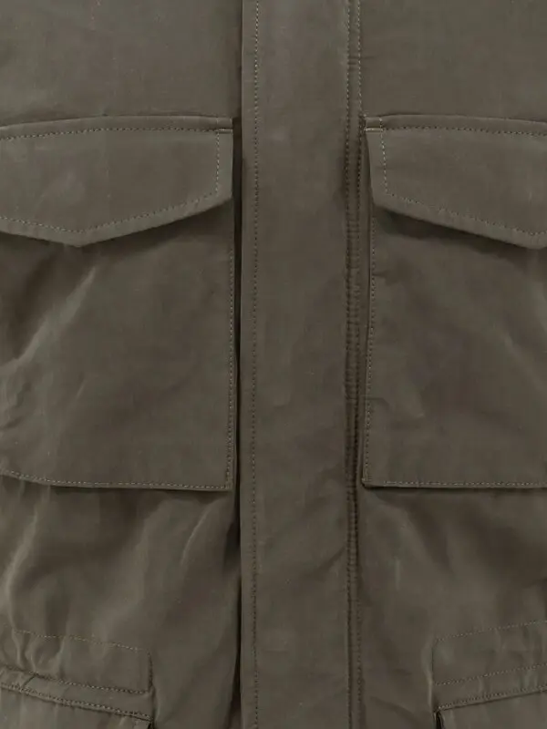 Aspesi Military Style Cotton Blend Parka With Drawstring Waist