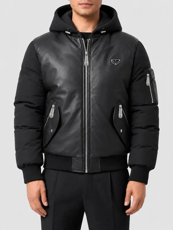 Philipp Plein Quilted Puffer Jacket With Hood And Hexagon Logo Patch