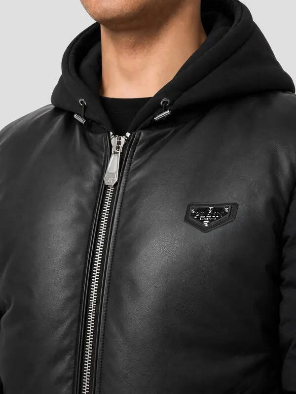 Philipp Plein Quilted Puffer Jacket With Hood And Hexagon Logo Patch