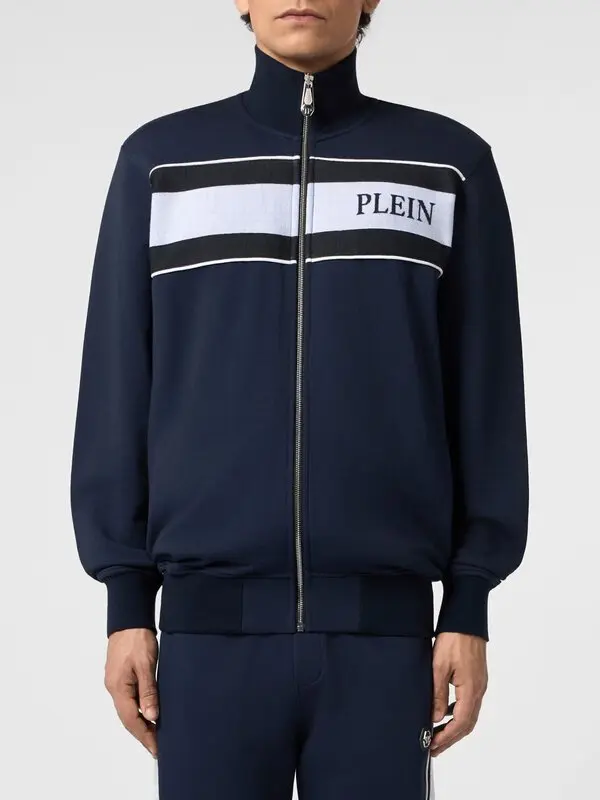 Philipp Plein Contrast Logo Cotton Zip Turtleneck Jumper