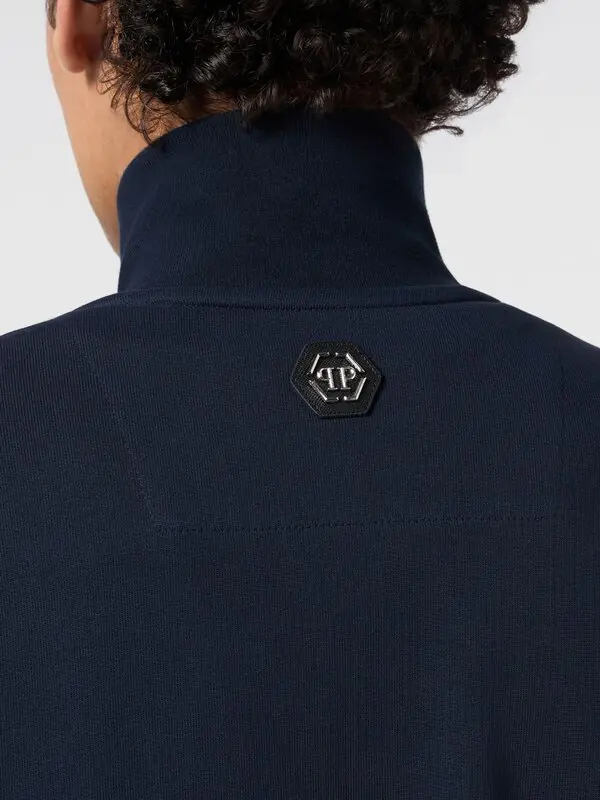 Philipp Plein Contrast Logo Cotton Zip Turtleneck Jumper