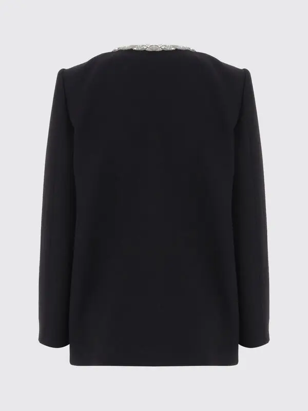 Valentino Garavani Short Virgin Wool Coat With Crystal Embroidery