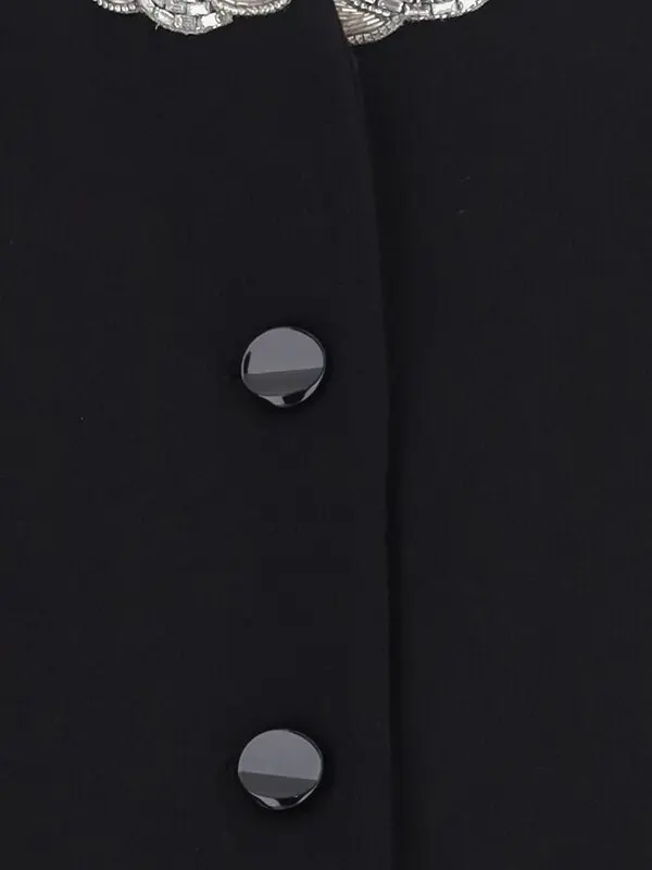 Valentino Garavani Short Virgin Wool Coat With Crystal Embroidery
