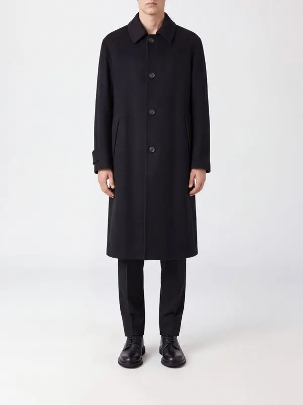 Giorgio Armani Long Single-breasted Virgin Wool And Cashmere Coat - Black