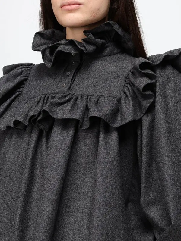 Chloé Ruffle-neck Virgin Wool And Cashmere Long-sleeved Top